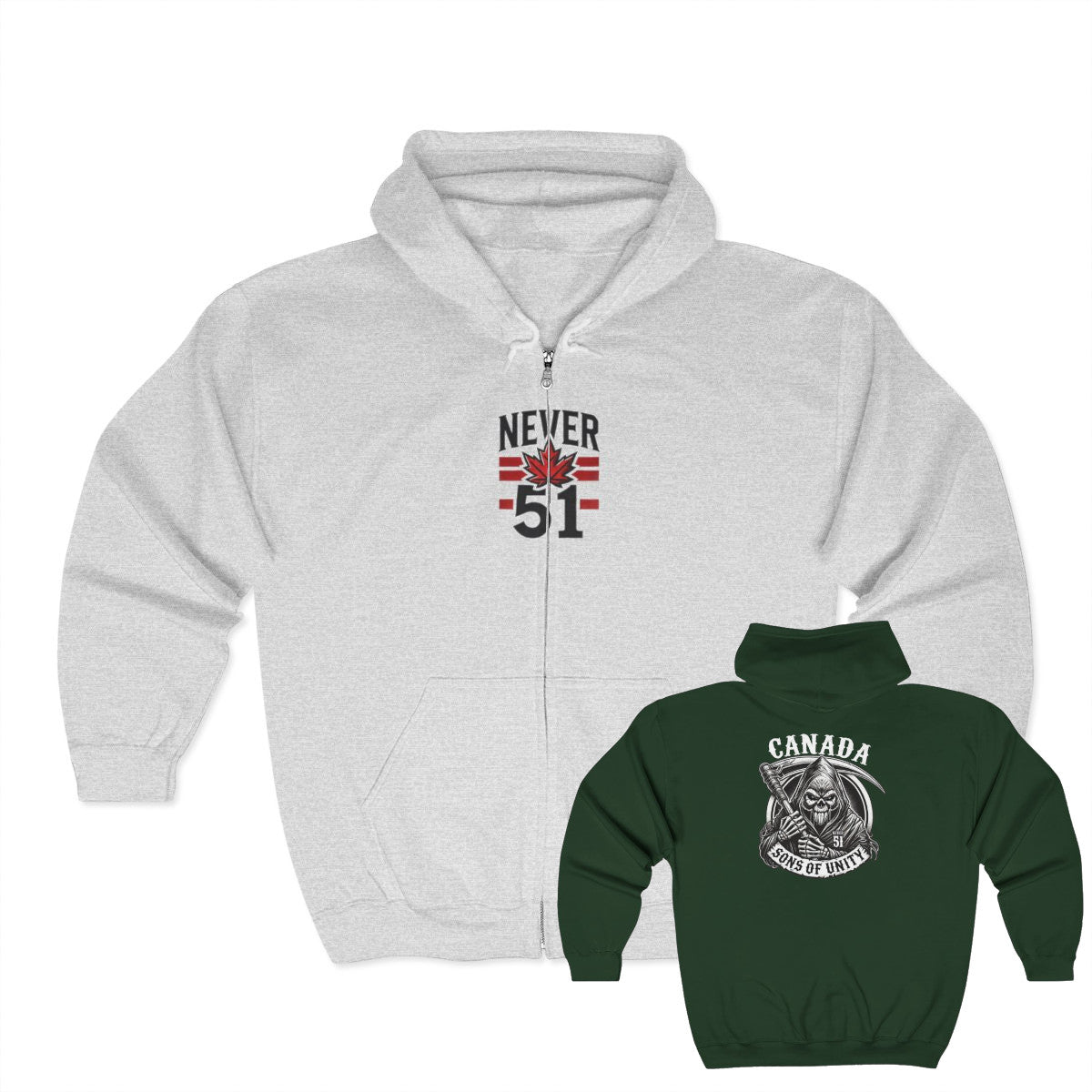Sons of Unity/Never 51 Zip up Hoodie